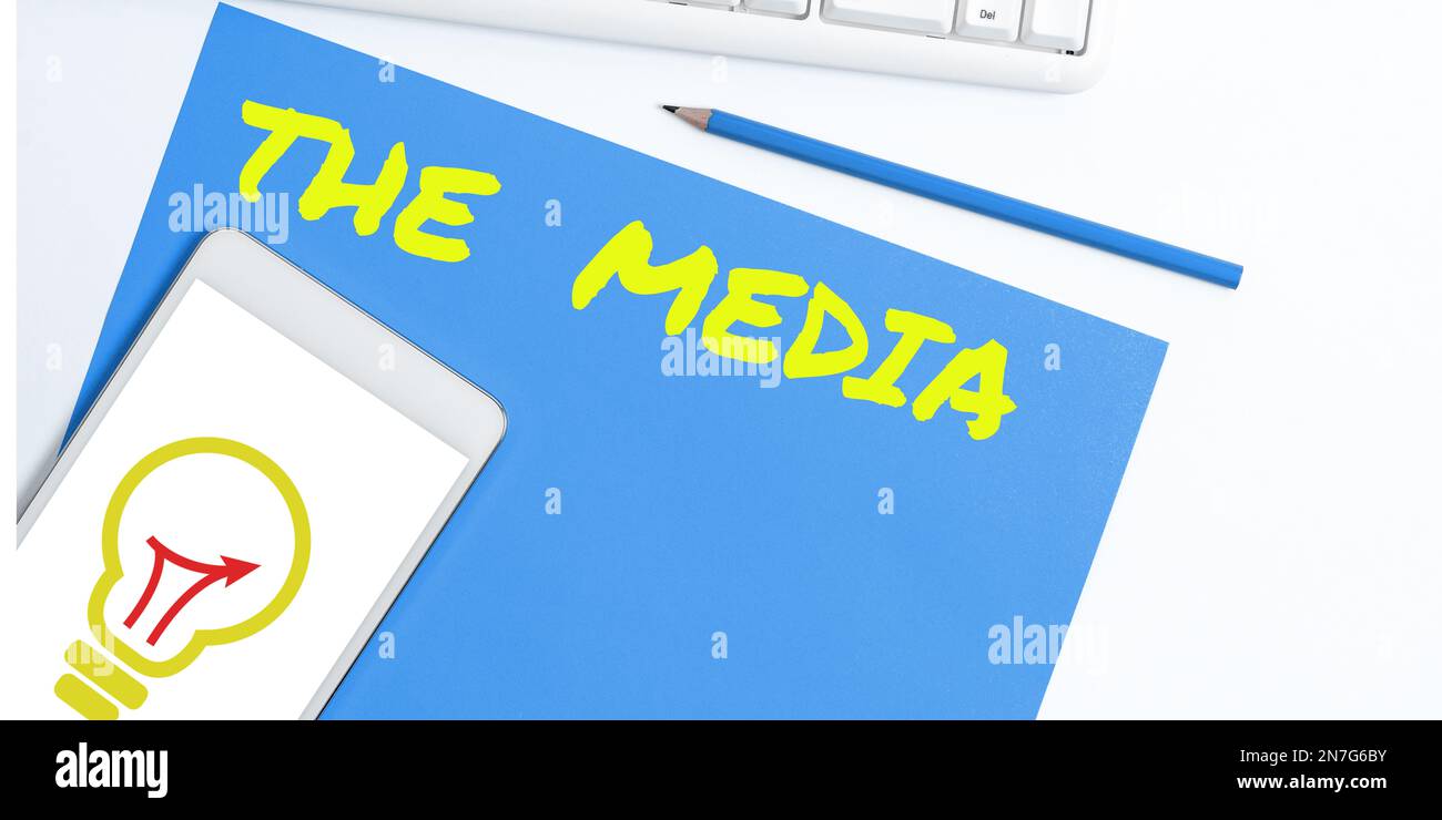 Text showing inspiration The Media. Business idea main means of mass ...