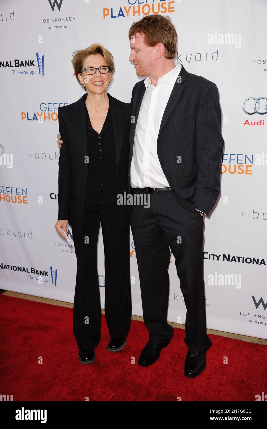 Annette Bening, left, and Gil Cates Jr. arrive at the annual "Backstage ...