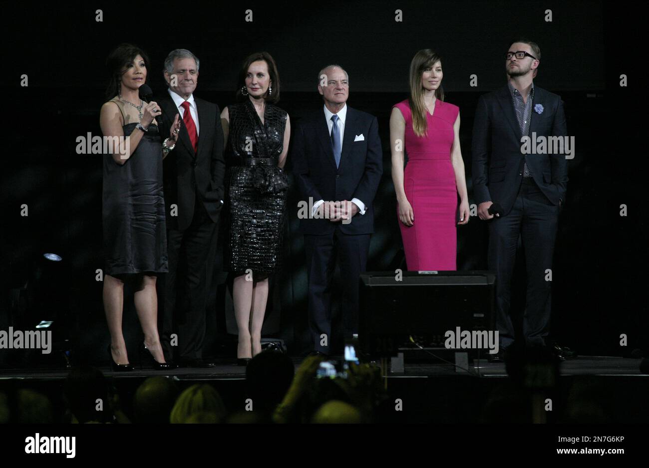 From left, Julie Chen, Les Moonves, Marie-Josee Kravis, Henry Kravis ...