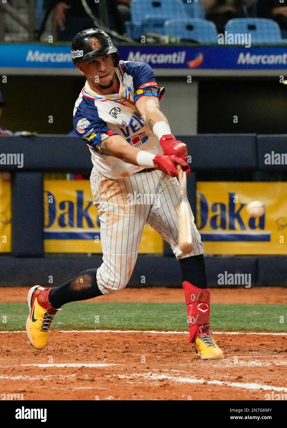 Venezuela's Hernan Perez bats during the Caribbean Series final ...