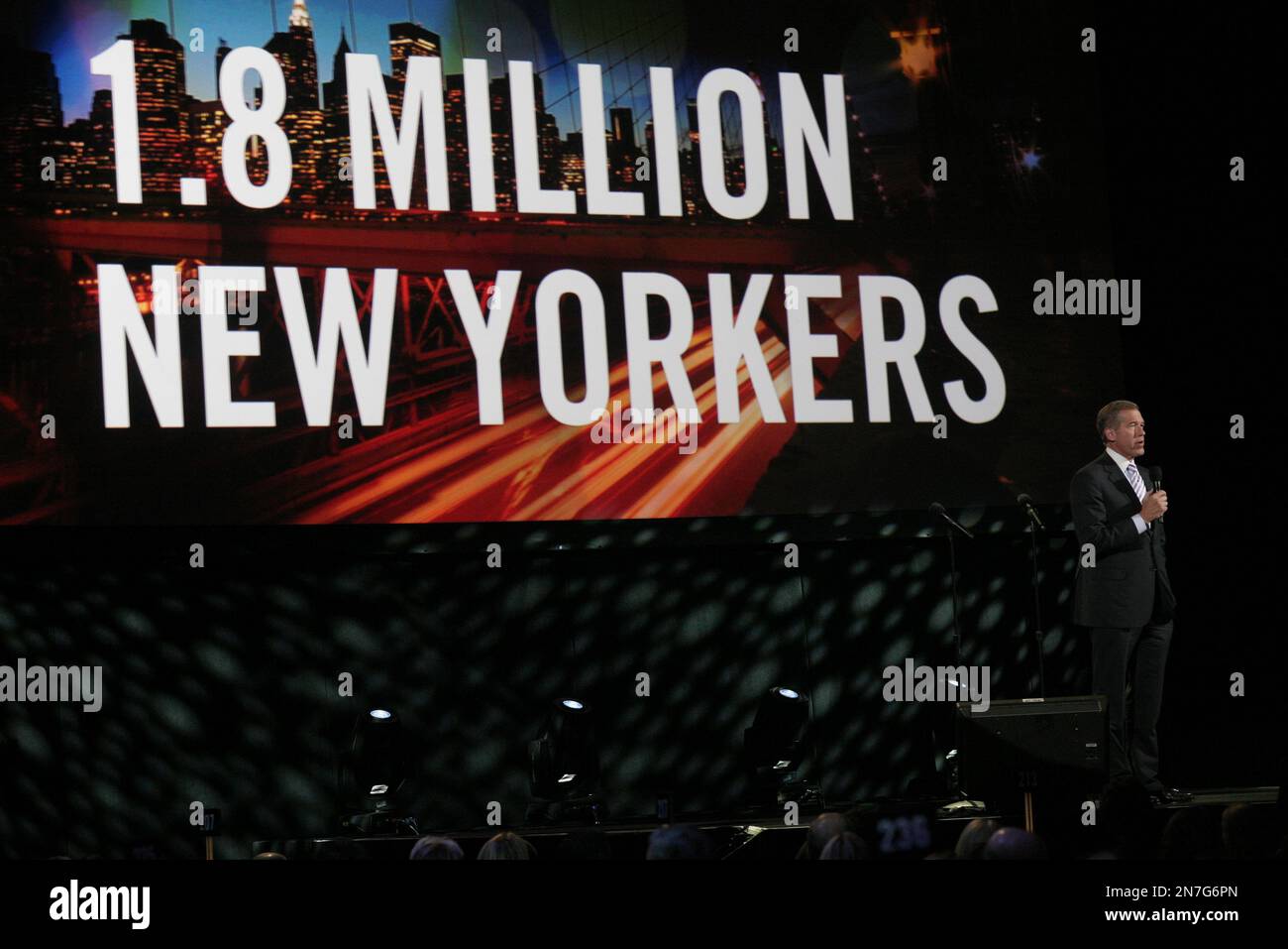 News anchor Brian Williams appears on stage during the Robin Hood ...