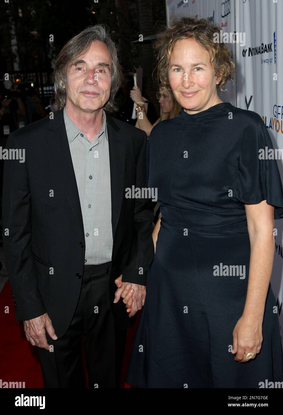 Jackson Browne, left, and Dianna Cohen arrive at the Backstage at the ...