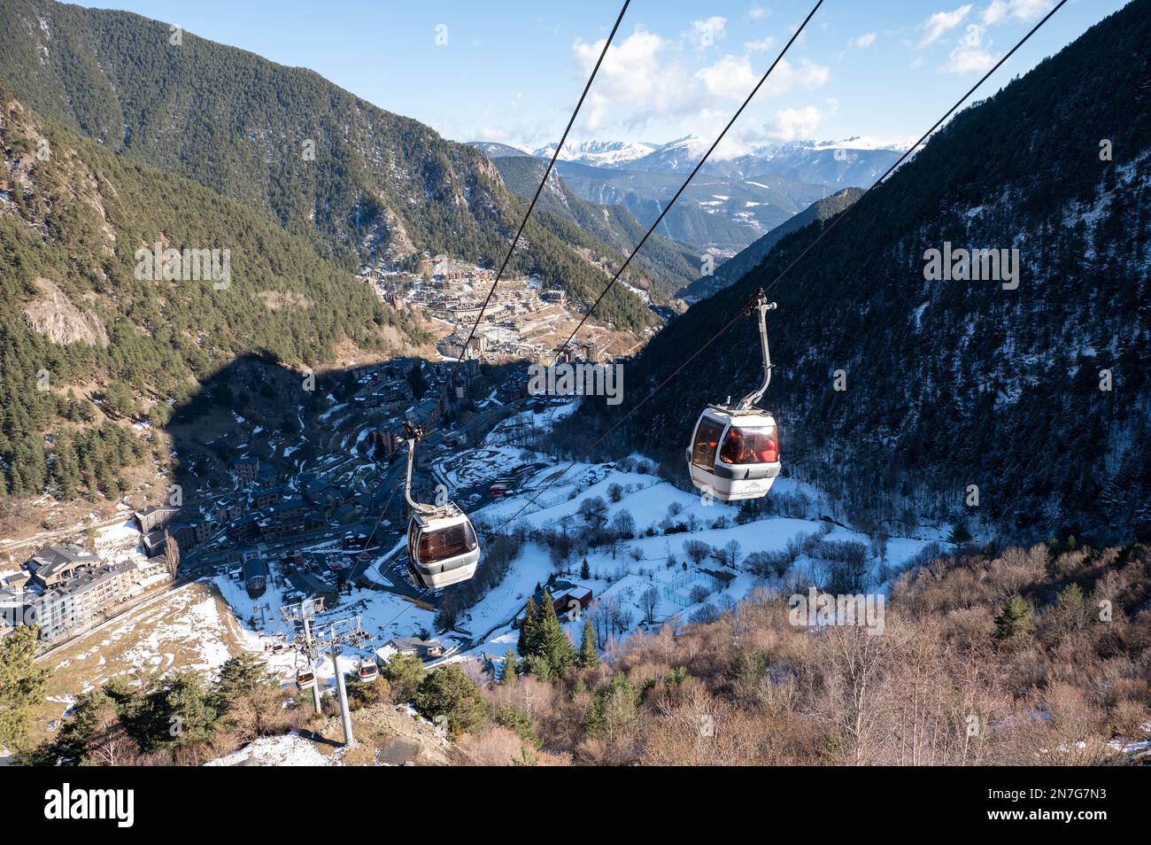 Ordino Arcalis, Andorra: 2023 Febreury 5 : Gondola lift in the Vallnord ...