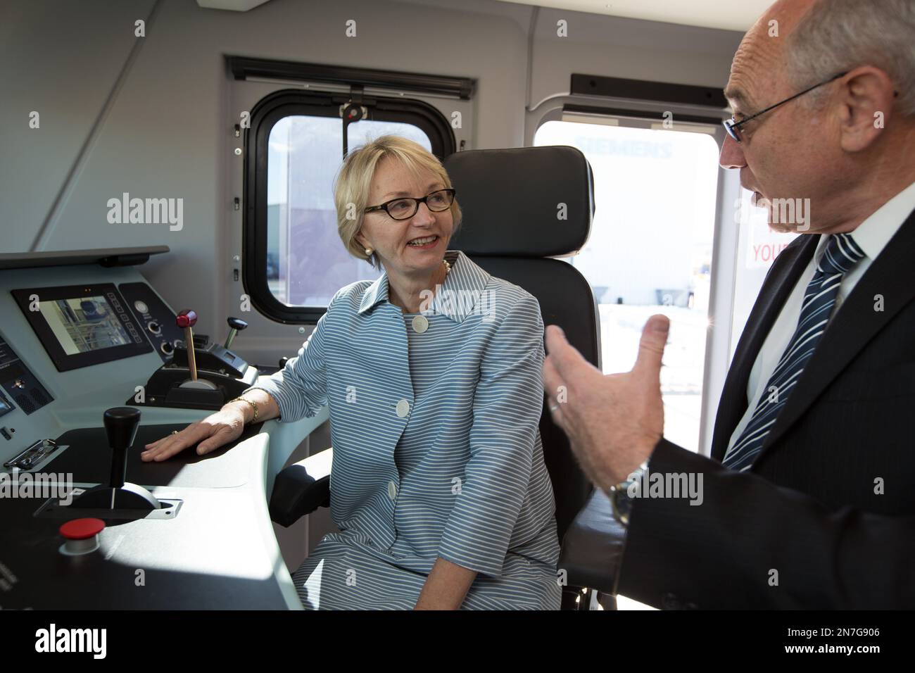 Karen Hedlund, Deputy Federal Rail Administrator, left, gets a tour of ...