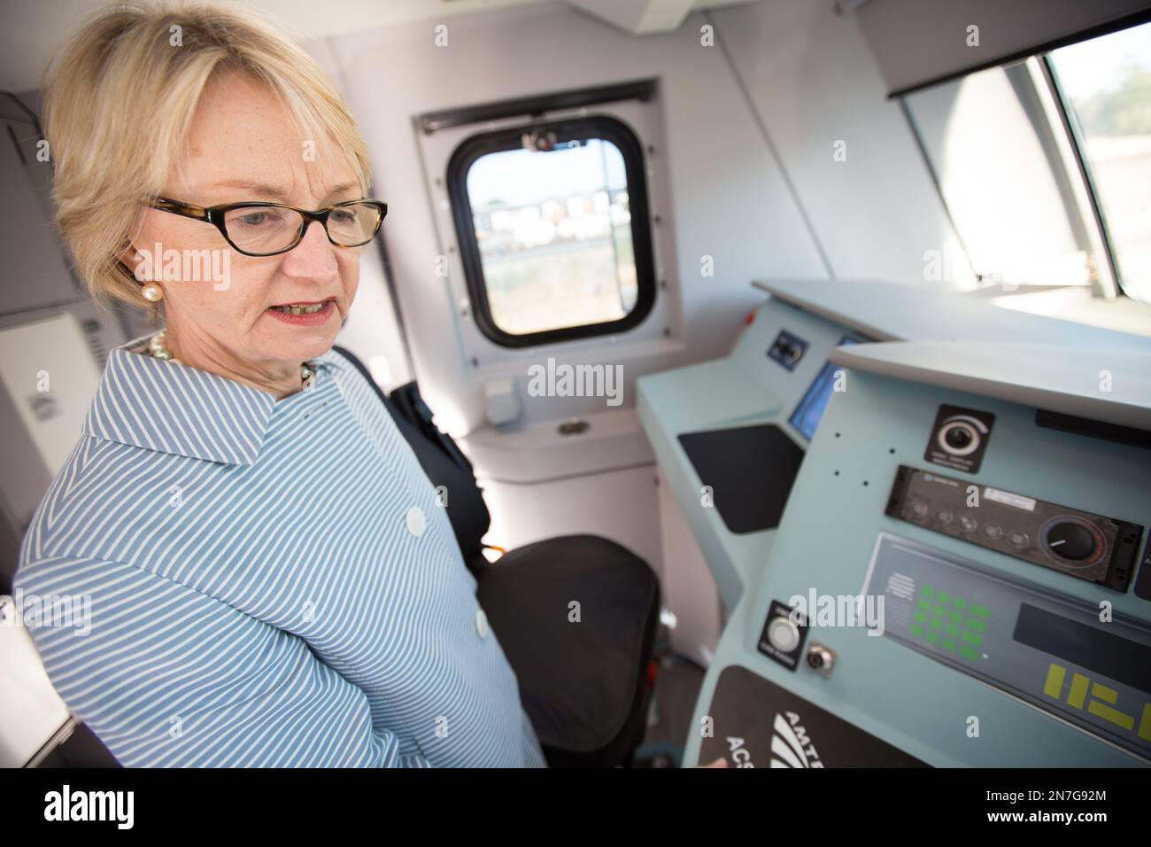 Karen Hedlund, Deputy Federal Rail Administrator takes a tour of one of ...