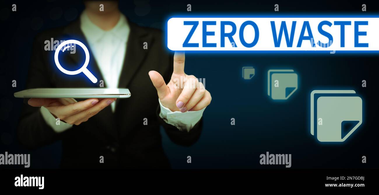 Conceptual caption Zero Waste. Word Written on industrial responsibility includes composting ...