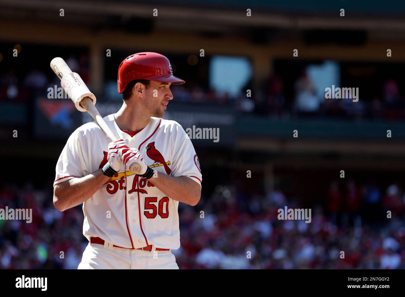 St. Louis Cardinals' Adam Wainwright waits to bat during a baseball ...
