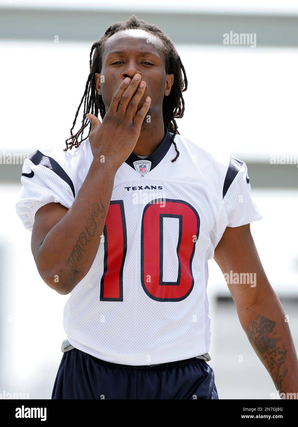 Houston Texans top draft pick DeAndre Hopkins blows a kiss on his way ...