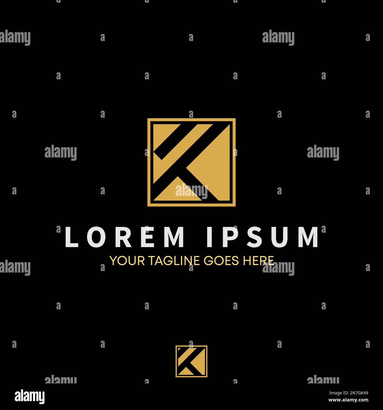 Letter or word KF or FK font in Negative space square circle image graphic icon logo design ...