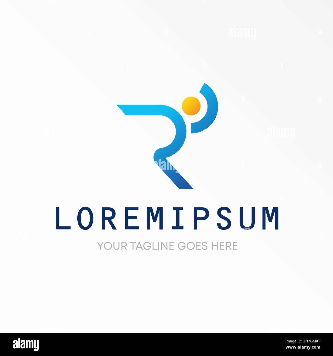 Letter or word R font like body or human running in around graphic ...