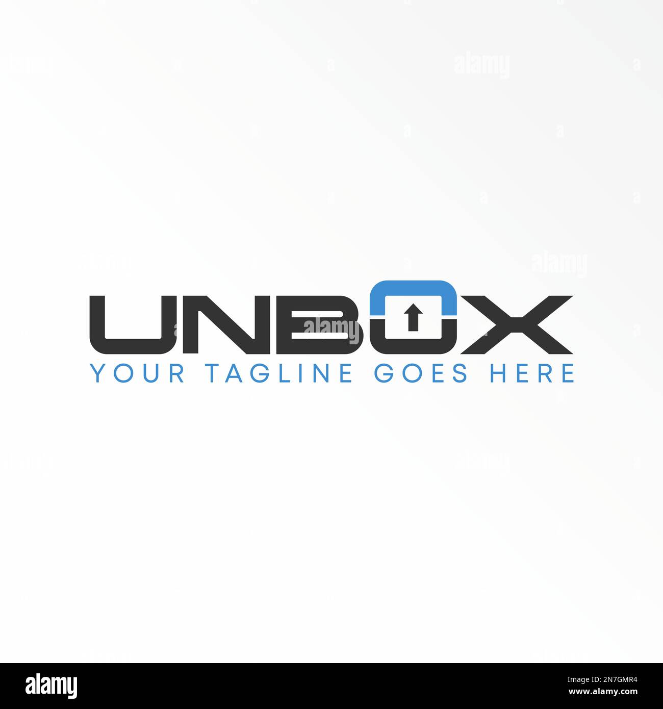 Letter or word UNBOX sans serif font with Arrow or up image graphic ...