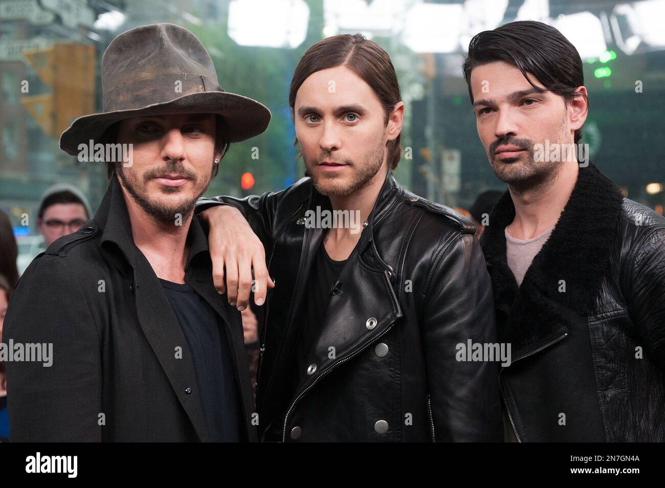 Shannon Leto, Jared Leto, and Tomo Milicevic of 30 Seconds To Mars pose ...