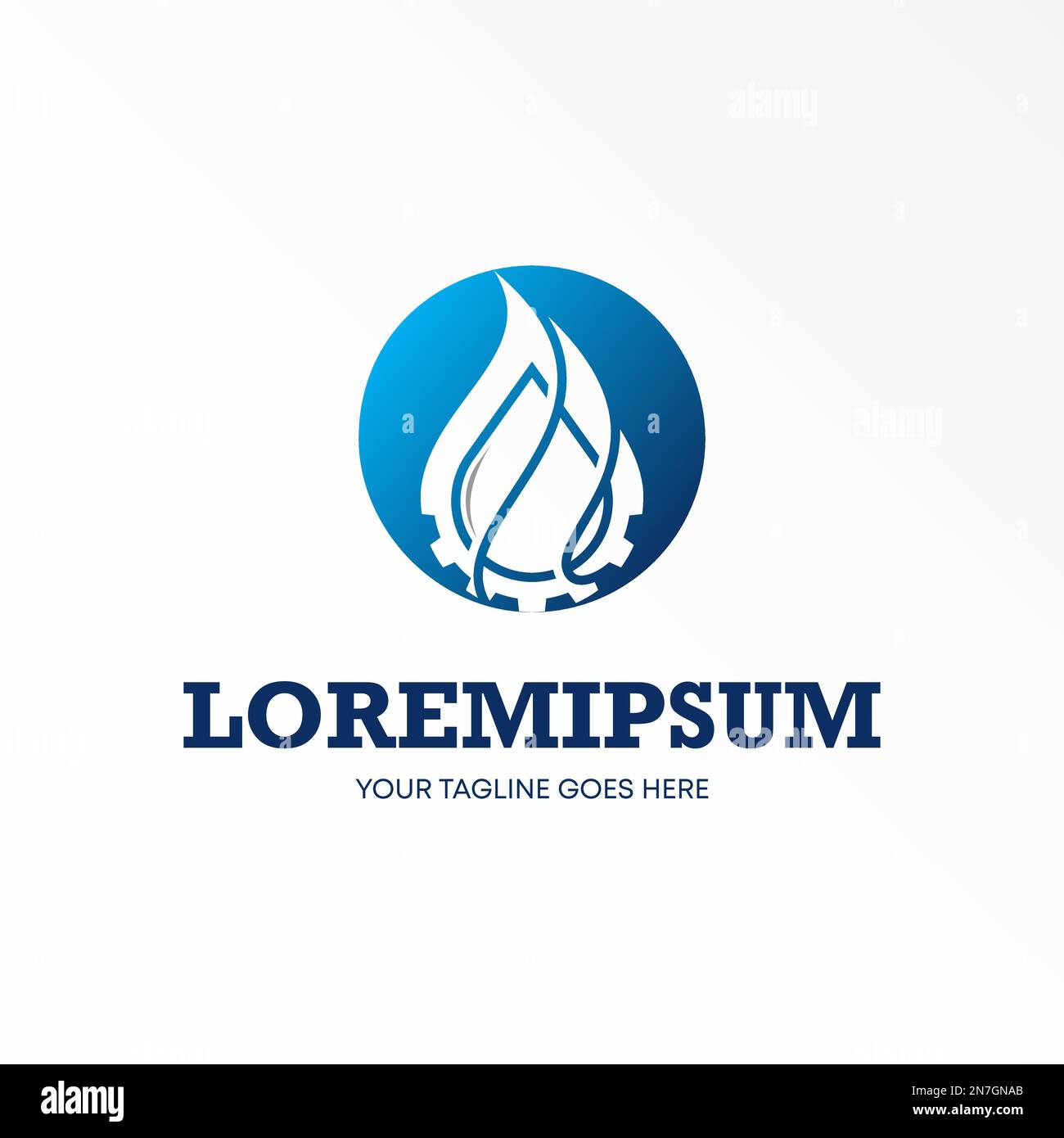 Fire flame, water drop, leaf and gear in circle block image graphic ...