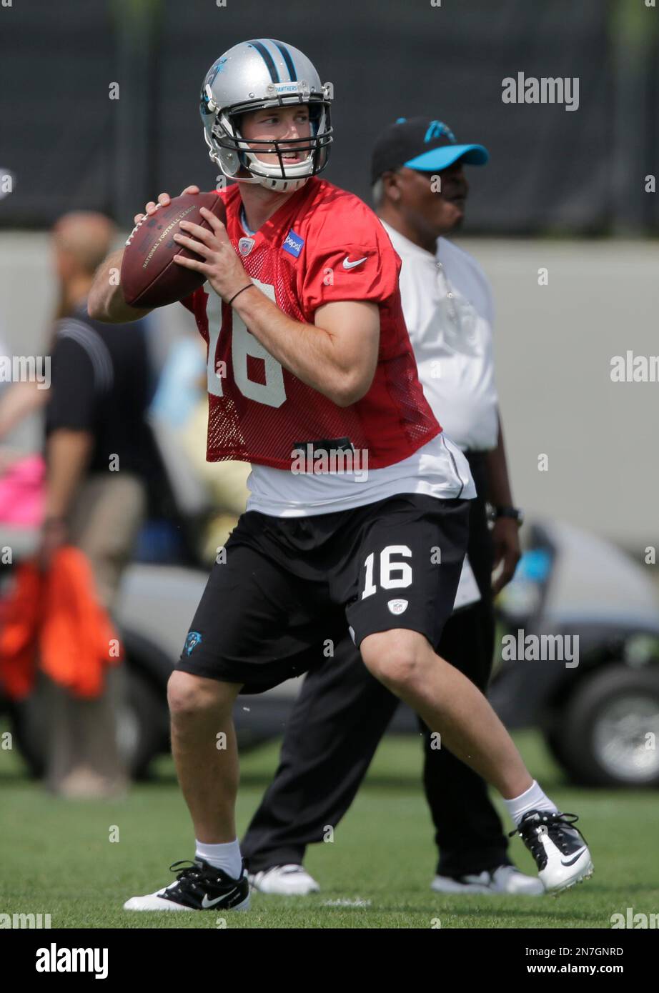 Carolina Panthers' Colby Cameron looks to pass during an NFL football ...