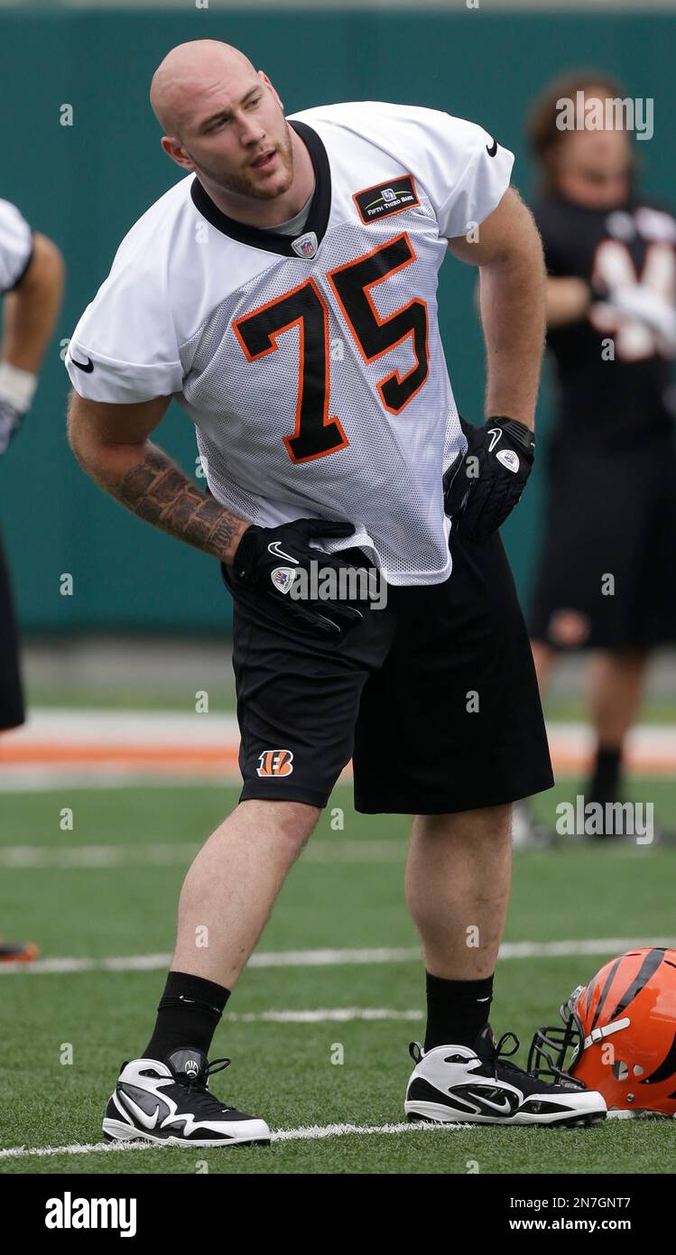 Cincinnati Bengals rookie tackle Dan Matha loosens up during the NFL ...