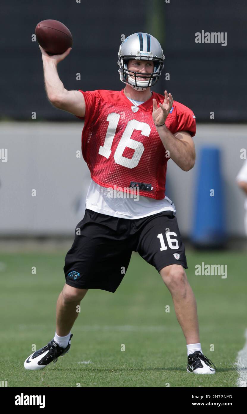Carolina Panthers' Colby Cameron (16) throws a pass during an NFL ...