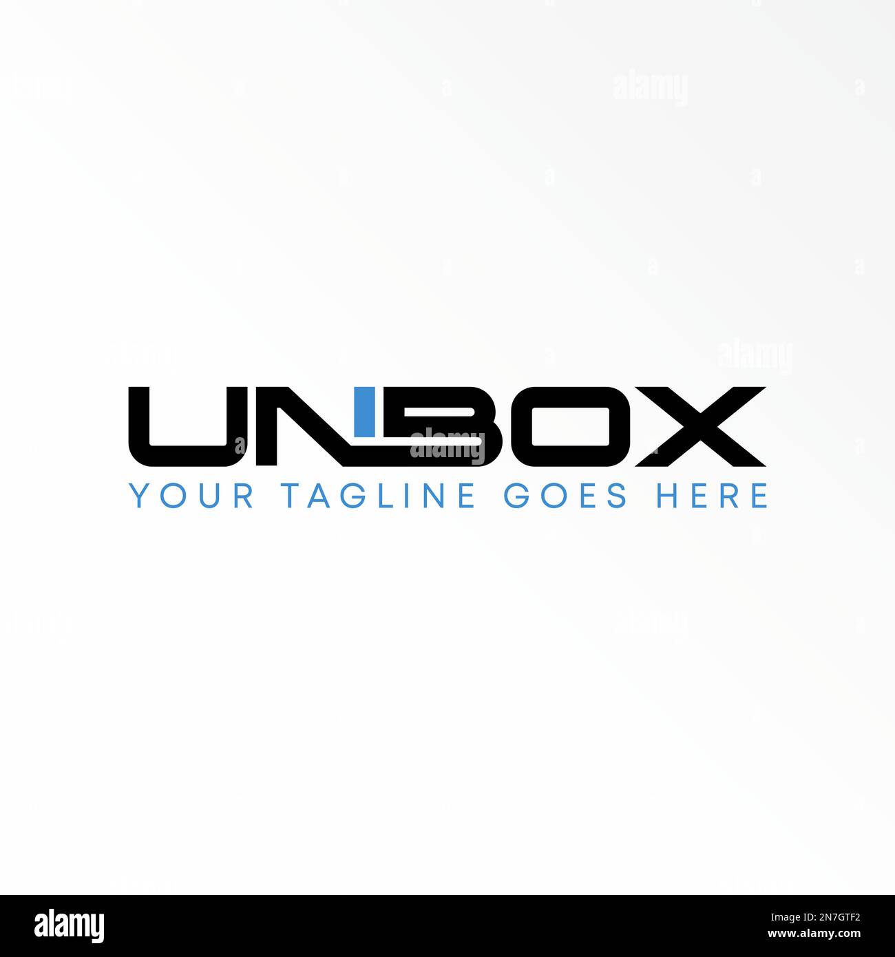 Letter or word UNBOX sans serif font with cut flip recycle image ...