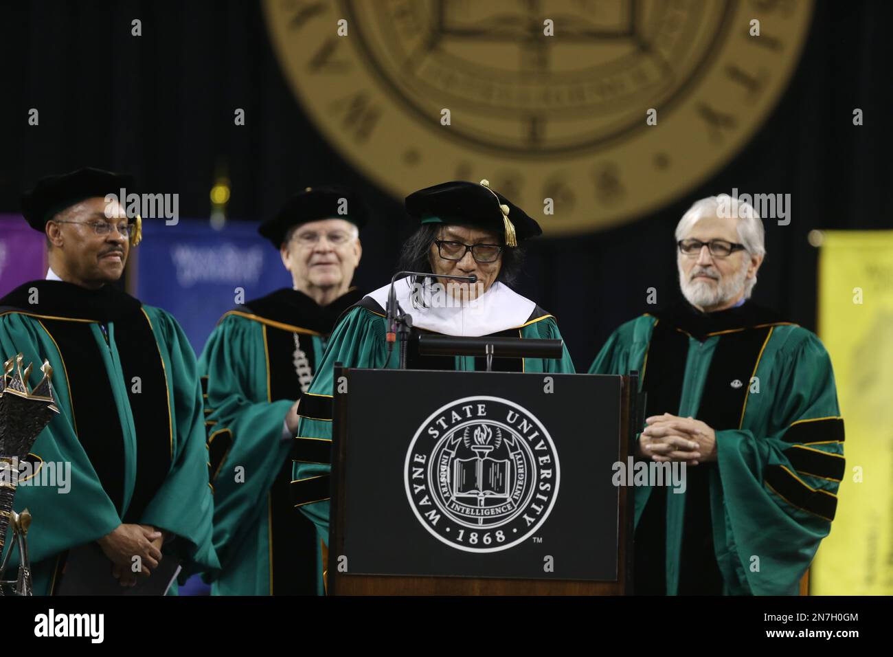 Musician Sixto Rodriguez addresses the Wayne State University ...