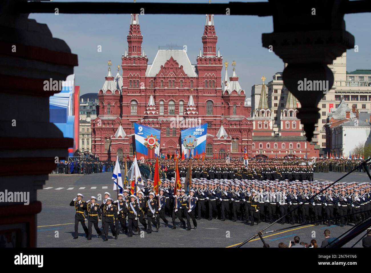 Russian soldiers march along Red Square during a Victory Day parade ...