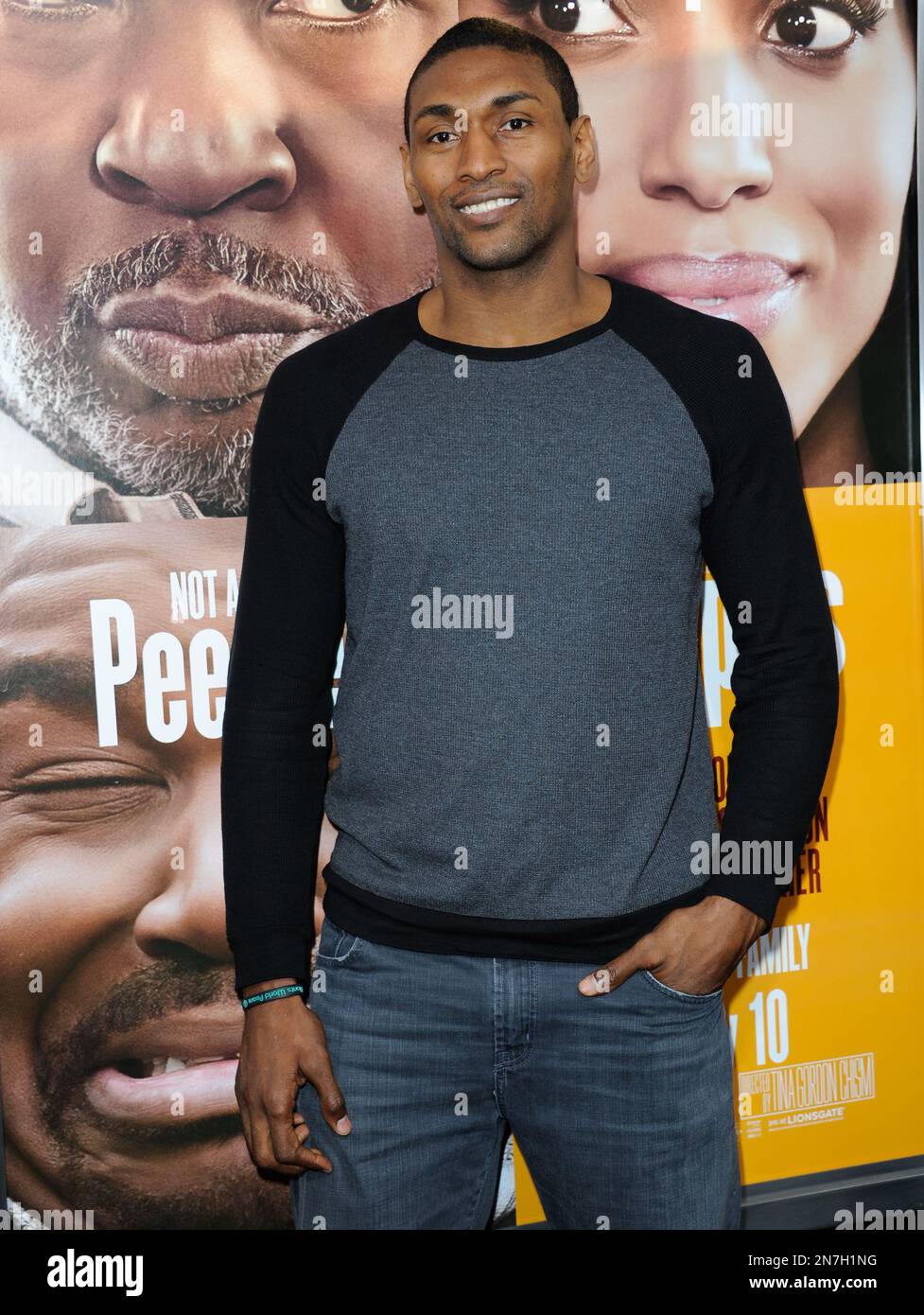 Metta World Peace arrives at the world premiere of "Peeples" at the ...