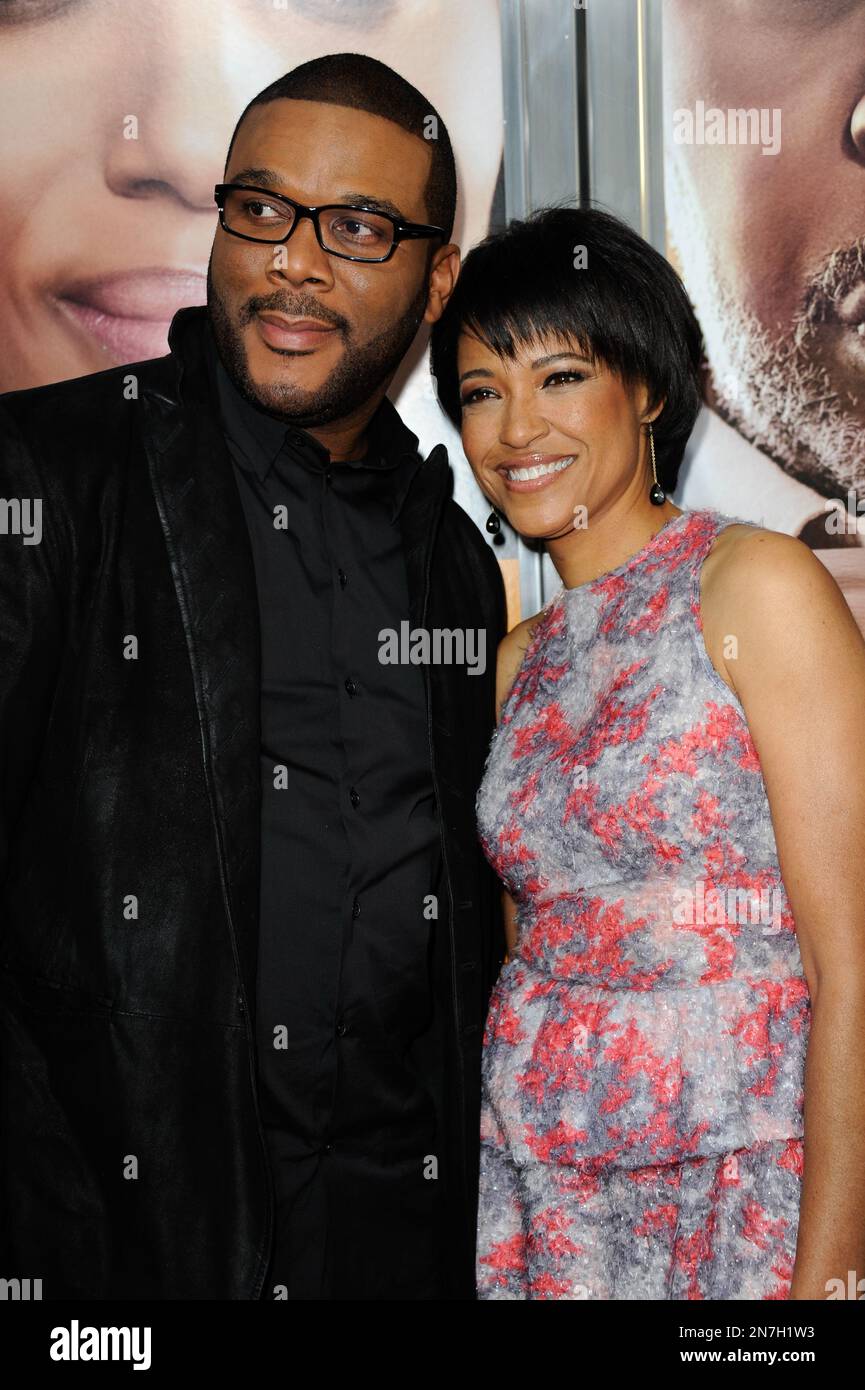 Tyler Perry, left, and Tina Gordon Chism arrive at the world premiere ...