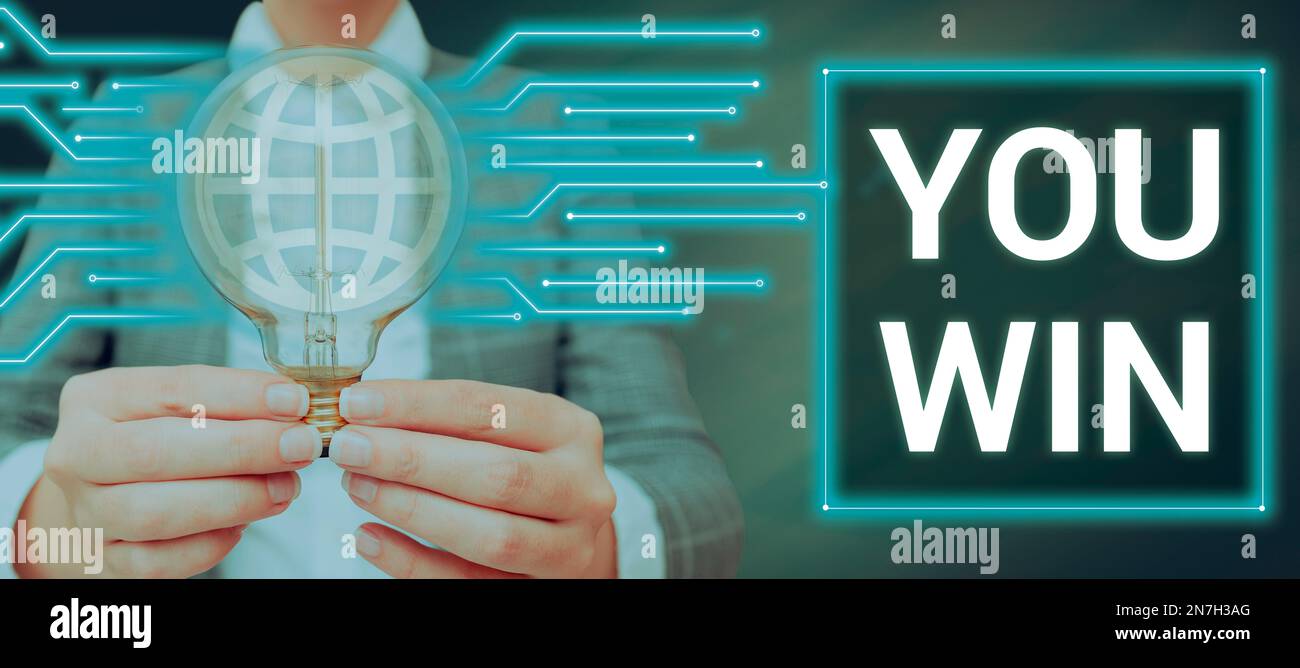 Conceptual display You Win. Internet Concept be first in school race or ...