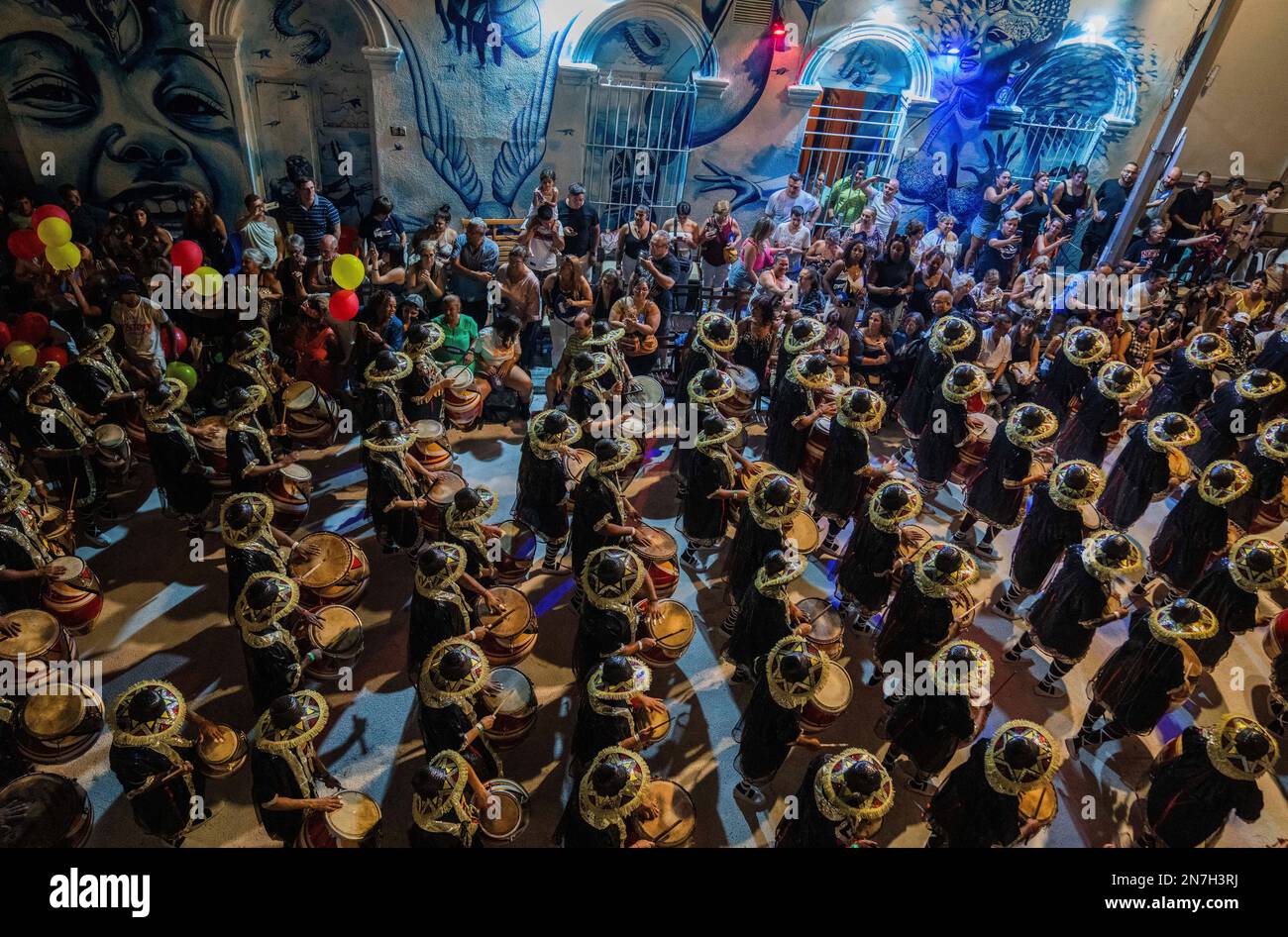 Candombe drummers perform during "Las llamadas" carnival parade in ...