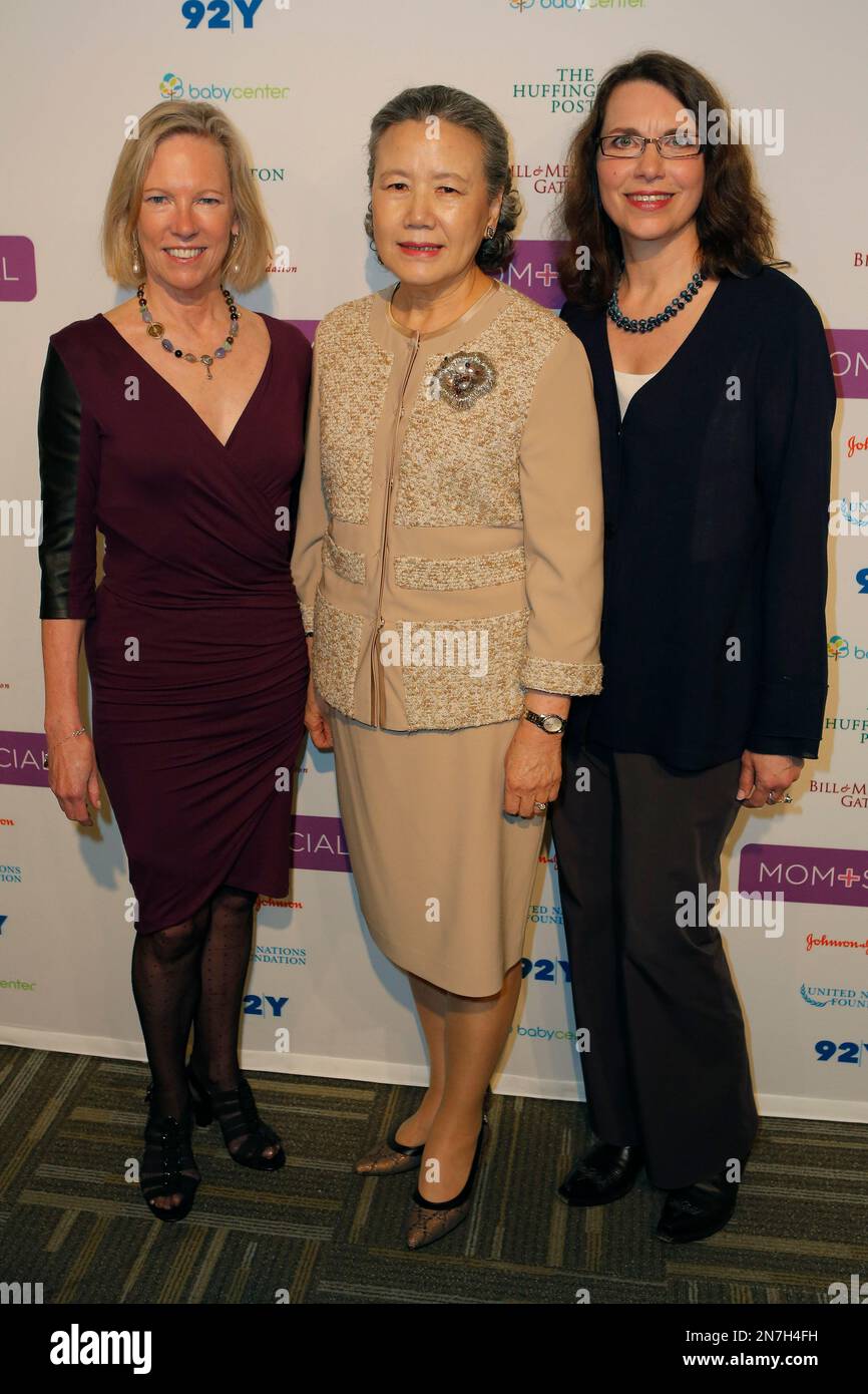 Kathy Calvin, from left, Ban Soon Taek, Sharon D'Agostino pose for a ...