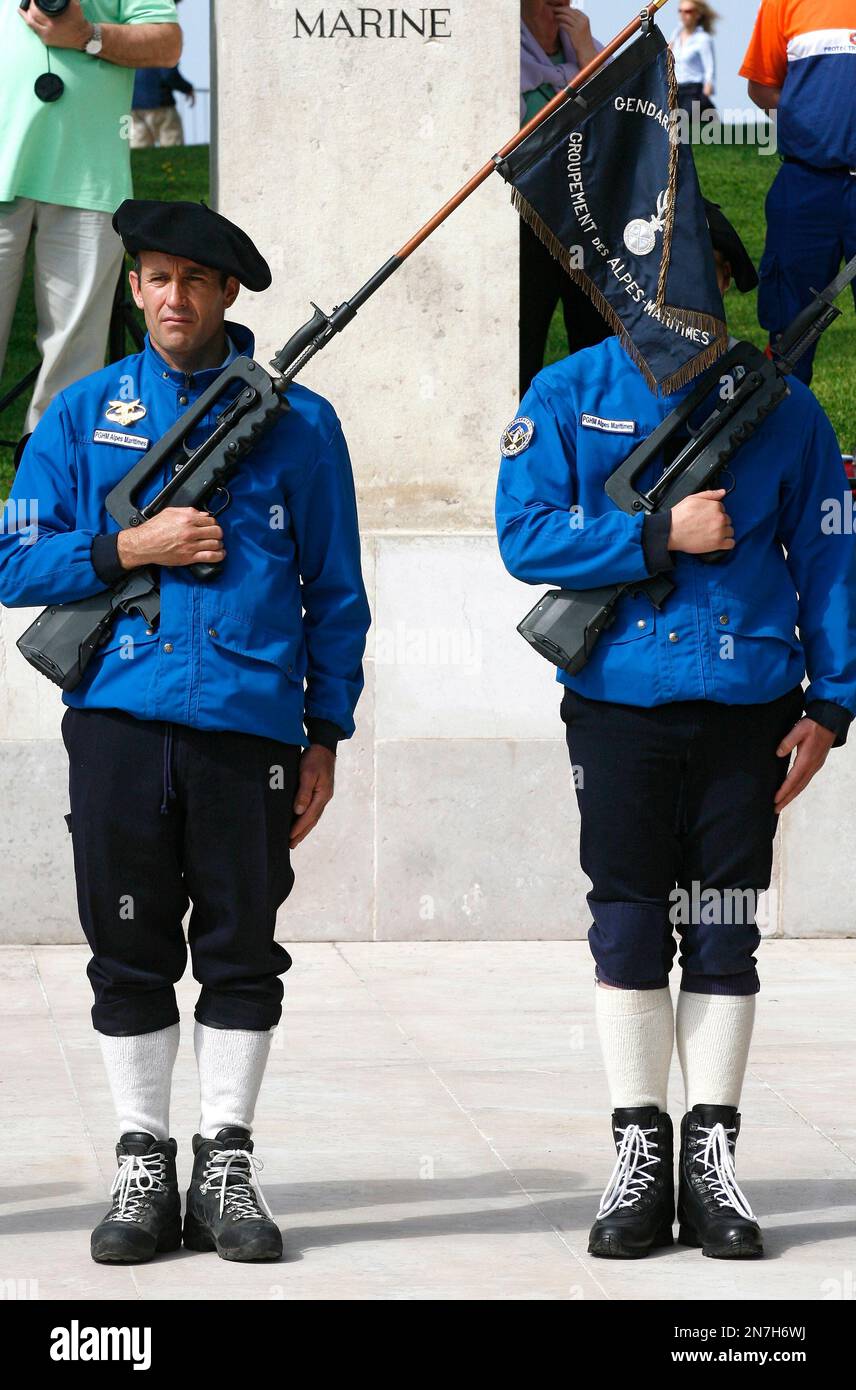 French alpine soldiers take part in a ceremony in Nice, southeastern ...
