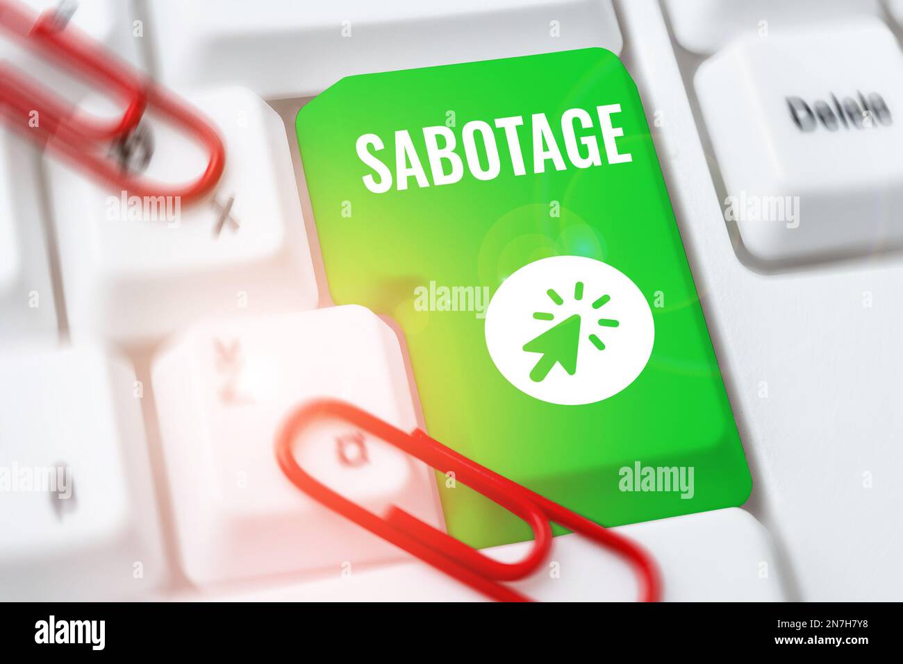 Sign displaying Sabotage. Word Written on destruction of an employer's ...