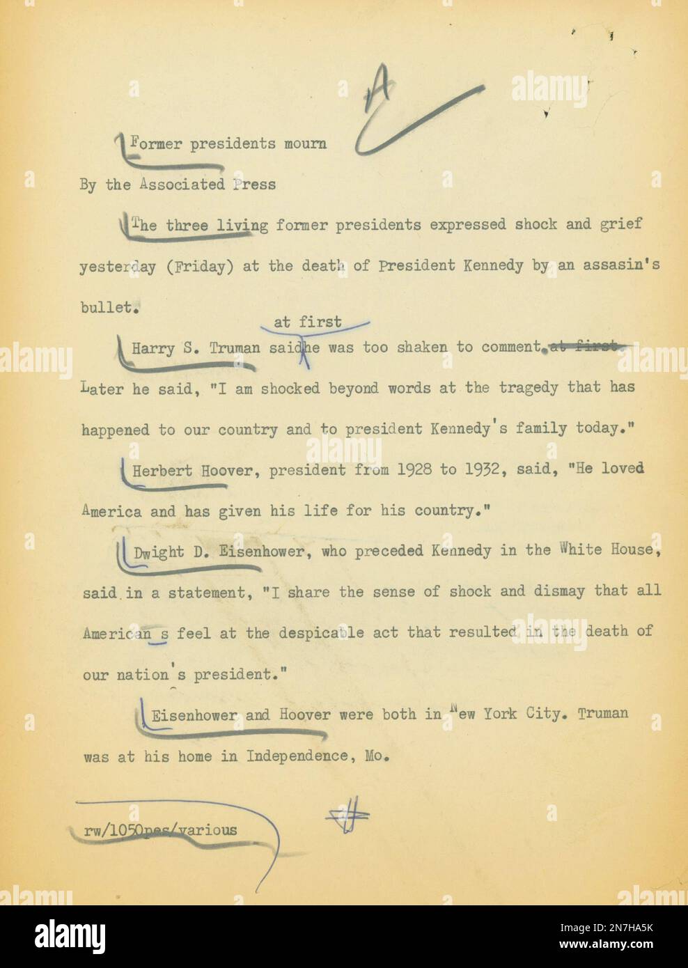 Wire copy from the New York General Desk of The Associated Press on the ...
