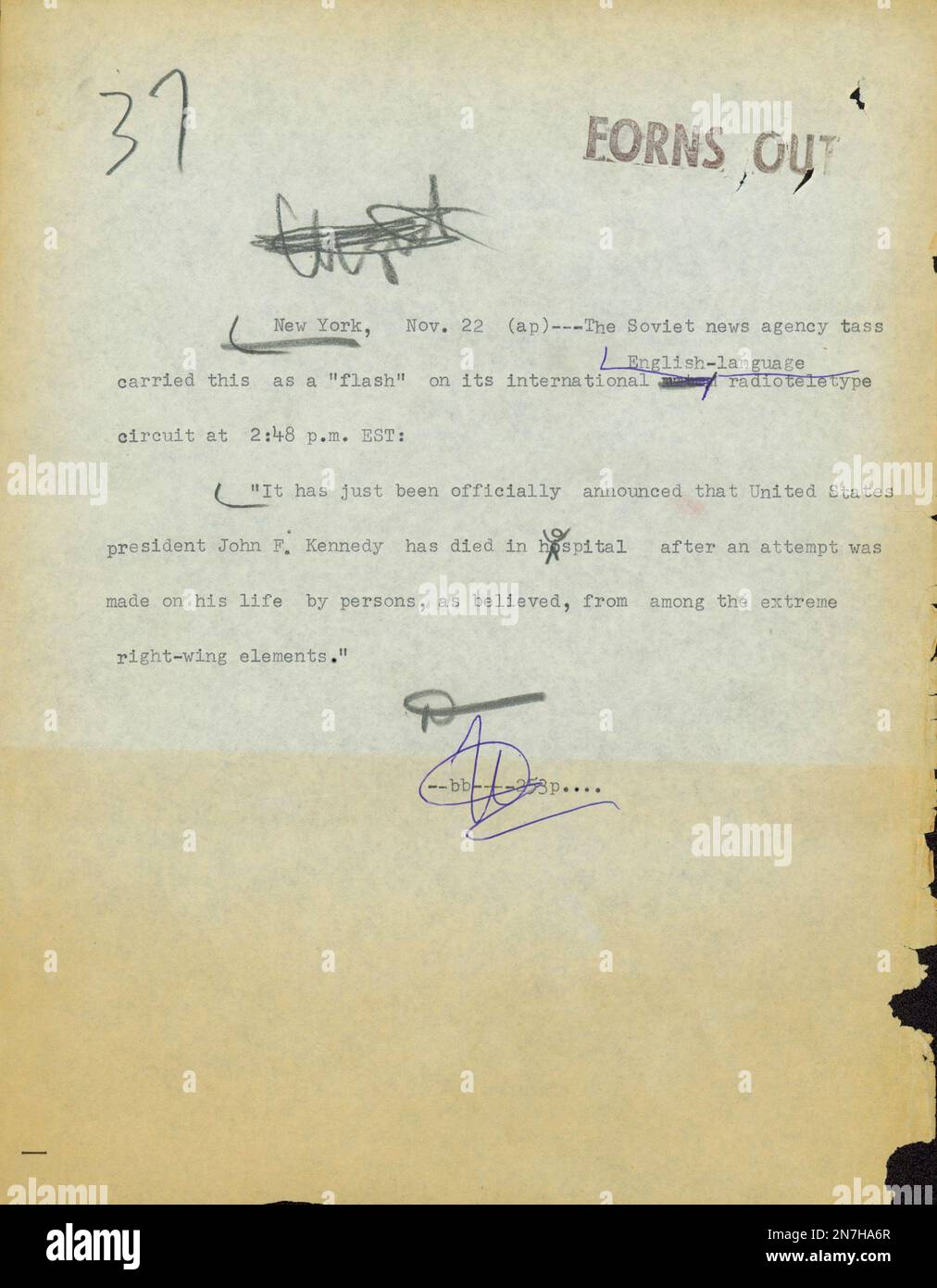 Wire copy from the New York General Desk of The Associated Press on the ...