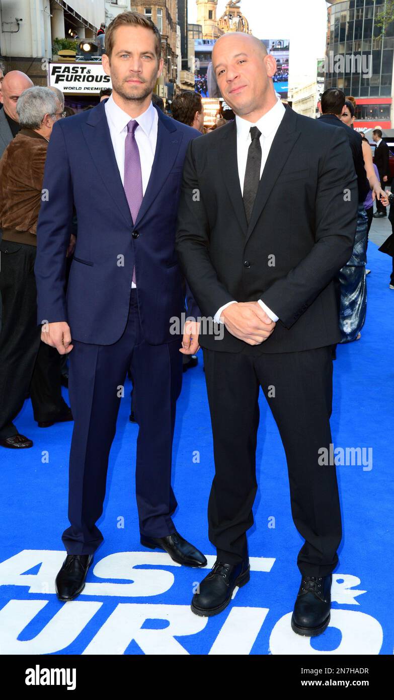 Paul Walker and Vin Diesel at the World Premiere of Fast & Furious 6 in ...
