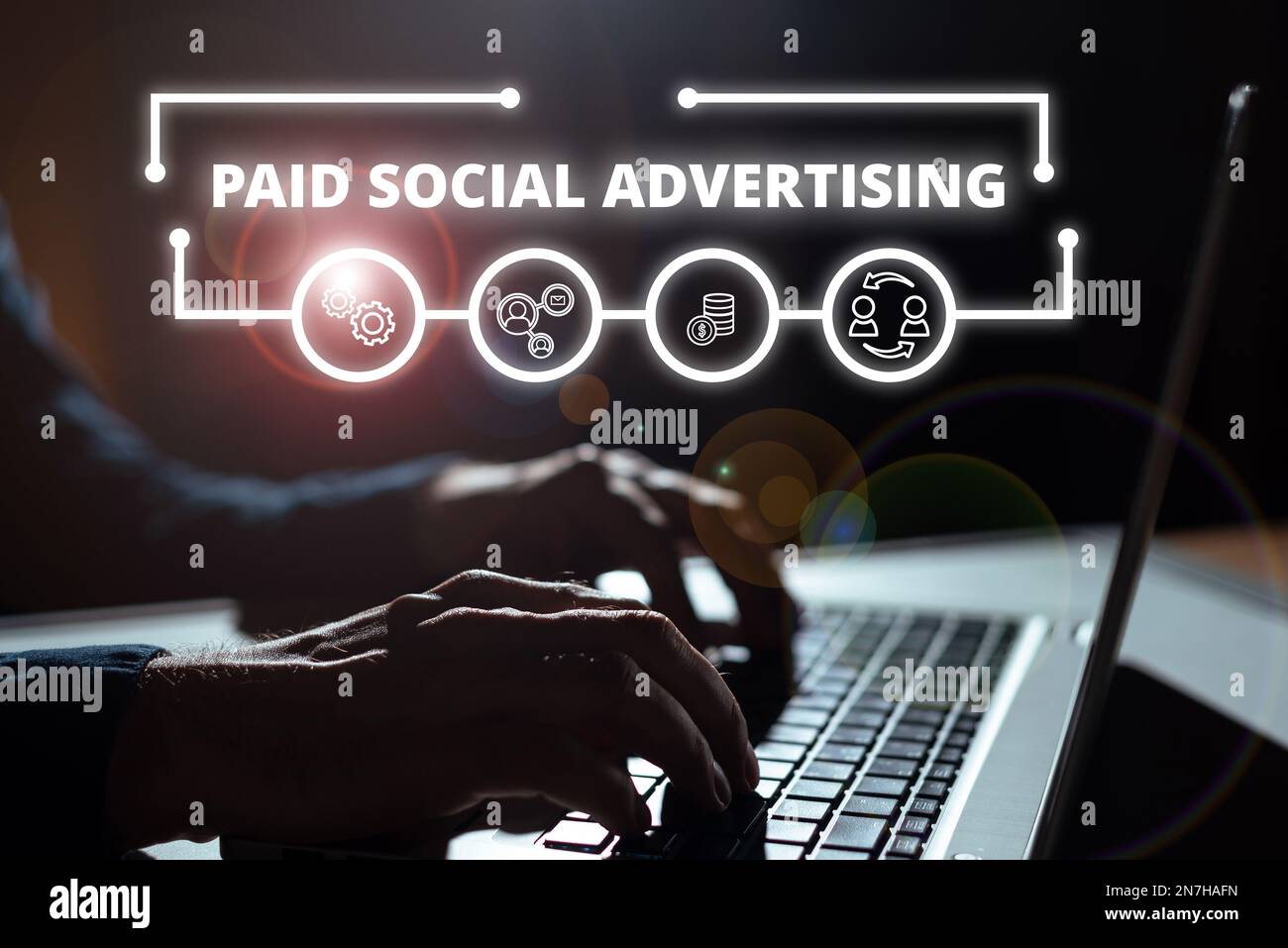 Writing displaying text Paid Social Advertising. Business approach way ...