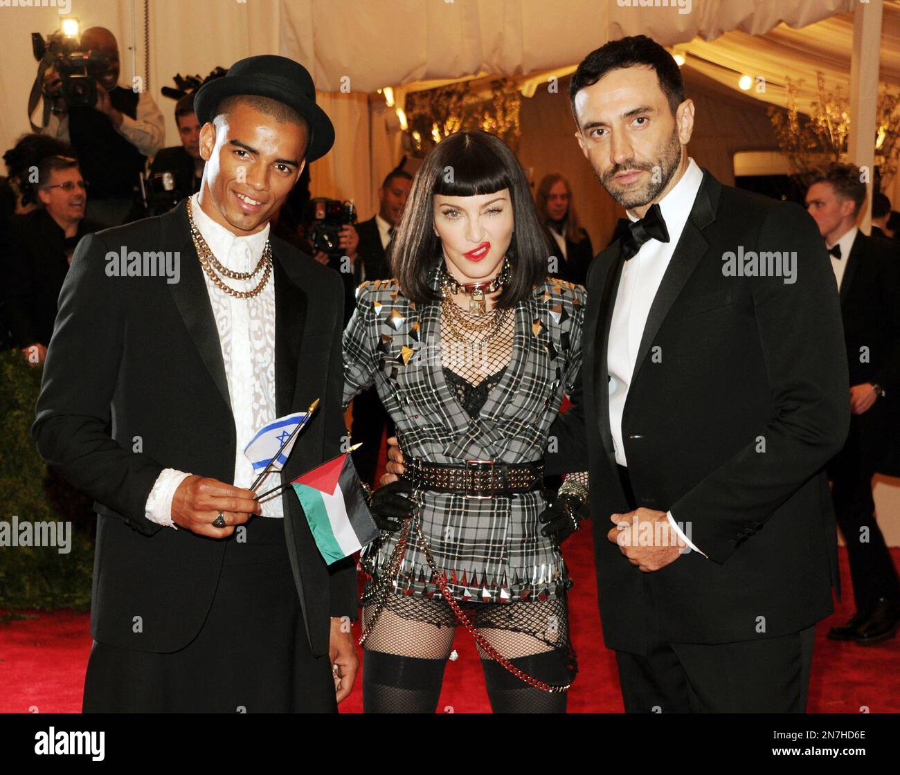 Brahim Zaibat, left,recording artist Madonna and designer Riccardo ...