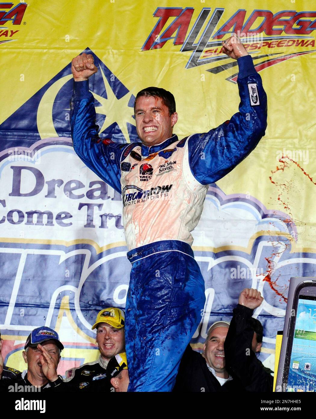 David Ragan celebrates after winning the NASCAR Sprint Cup Series Aaron ...