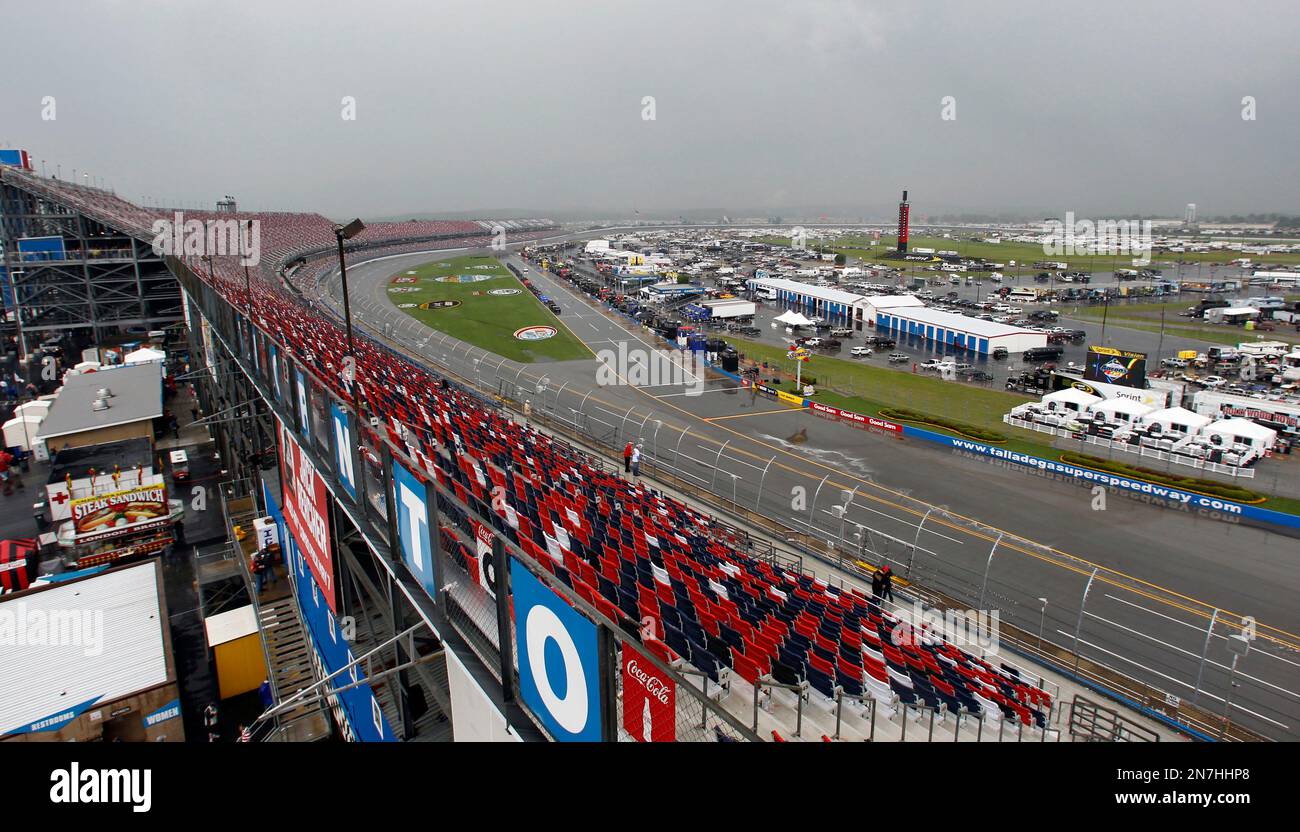 Stands are empty during a rain delay in the NASCAR Sprint Cup Series ...