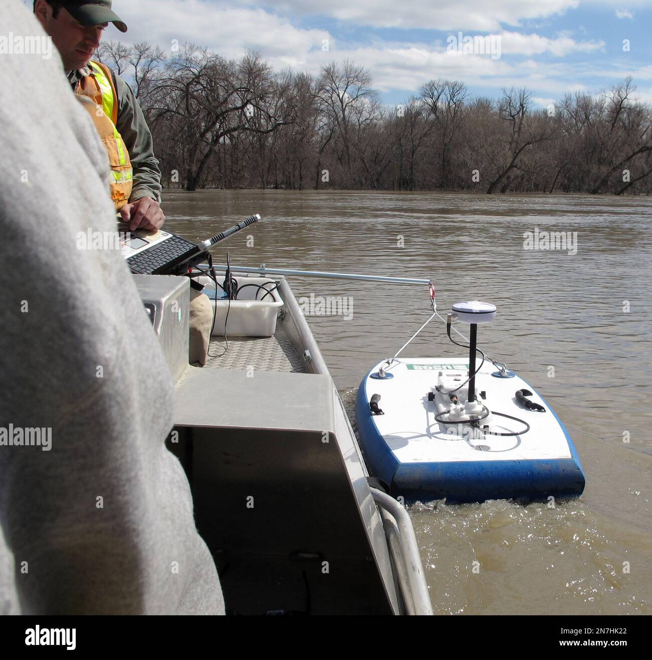 In this April 30, 2013 photo, a device called an acoustic Doppler ...