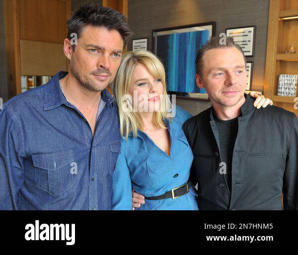 Karl Urban, Alice Eve & Simon Pegg pose for a portrait session at the ...