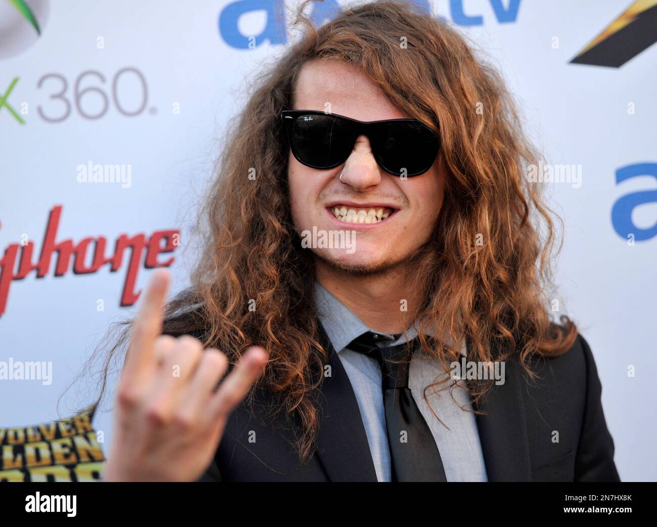 Levi Benton of Miss May I poses before the 2013 Revolver Golden Gods ...