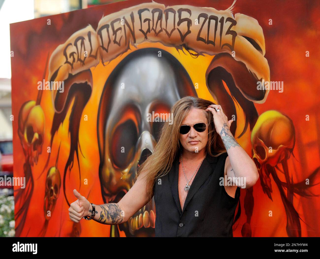 Singer Sebastian Bach poses before the 2013 Revolver Golden Gods Award ...