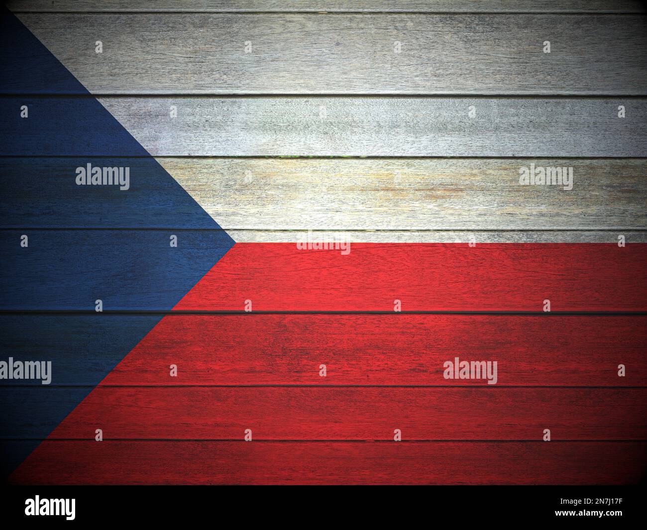 Czech Republic flag painted on wooden planks background. 3d ...
