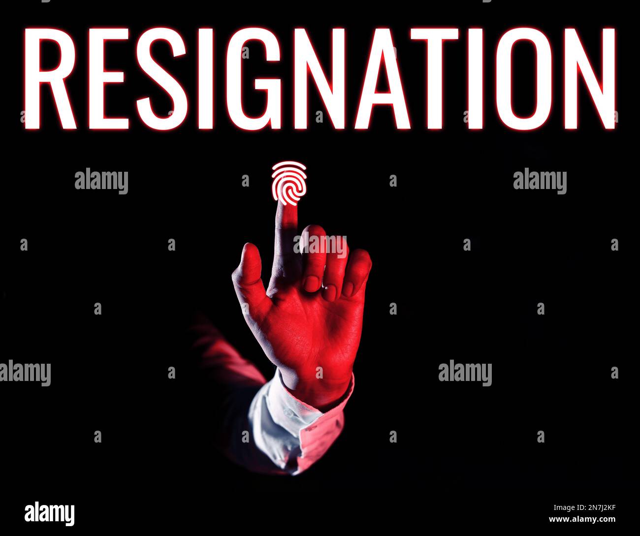 Text caption presenting Resignation. Conceptual photo act of giving up ...