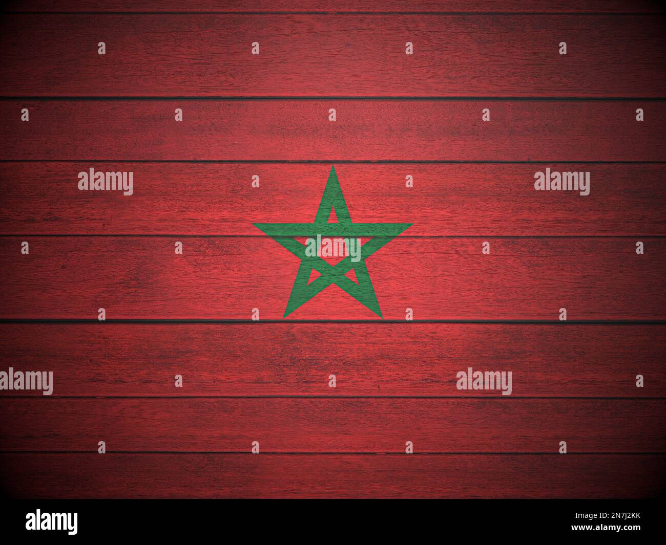 Morocco flag painted on wooden planks background. 3d illustration Stock ...