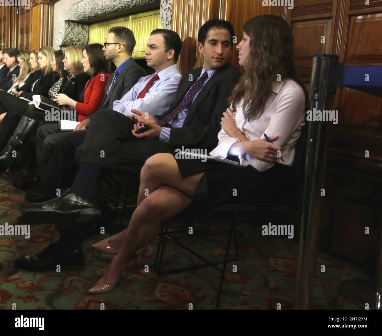 Josh Vlasto, left, chief of staff for New York Gov. Andrew Cuomo, talks ...