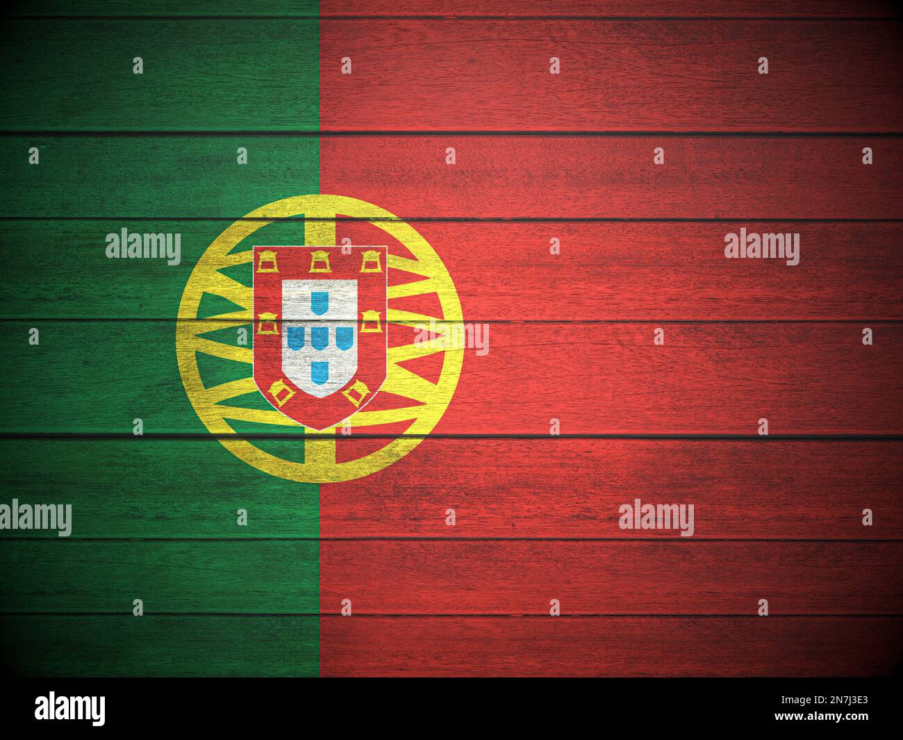 Portugal flag painted on wooden planks background. 3d illustration ...