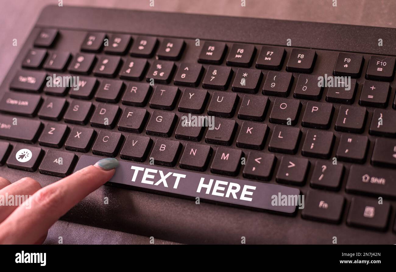 Hand writing sign Text Here. Business concept Blank space to put ...