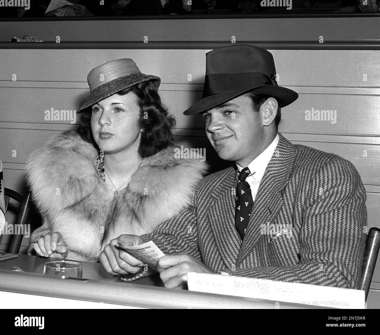 FILE - In this May 30, 1939 file photo, actress Deanna Durbin sits with ...