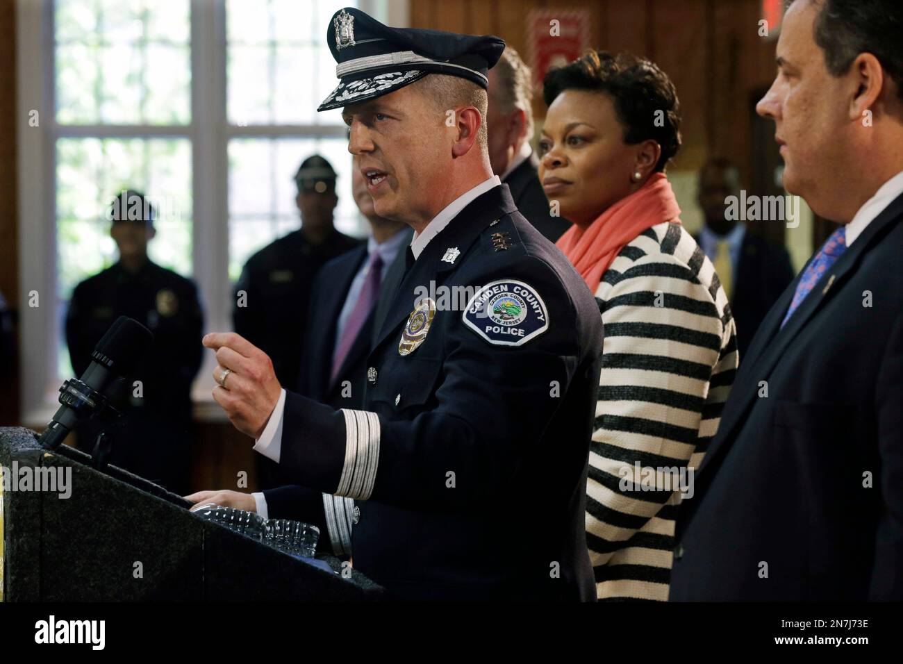 New Jersey Gov. Chris Christie, right, and Camden Mayor Dana Redd ...