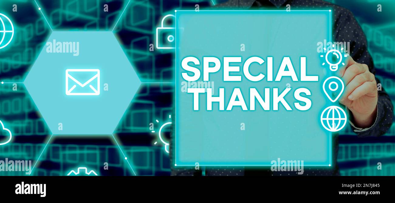 Handwriting text Special Thanks. Business concept expression of ...